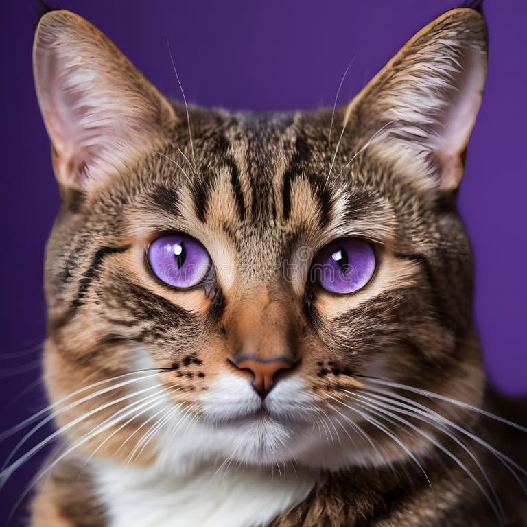 Artificial Intelligence. Tabby Cat with Lilac Eyes. Stock Photo - Image ...
