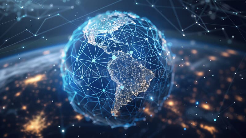 Planet Earth in Digital Space Stock Photo - Image of connection, modern ...