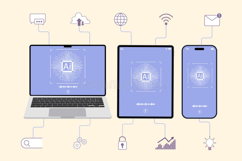 Artificial Intelligence Technological in Device, Laptop Computer ...