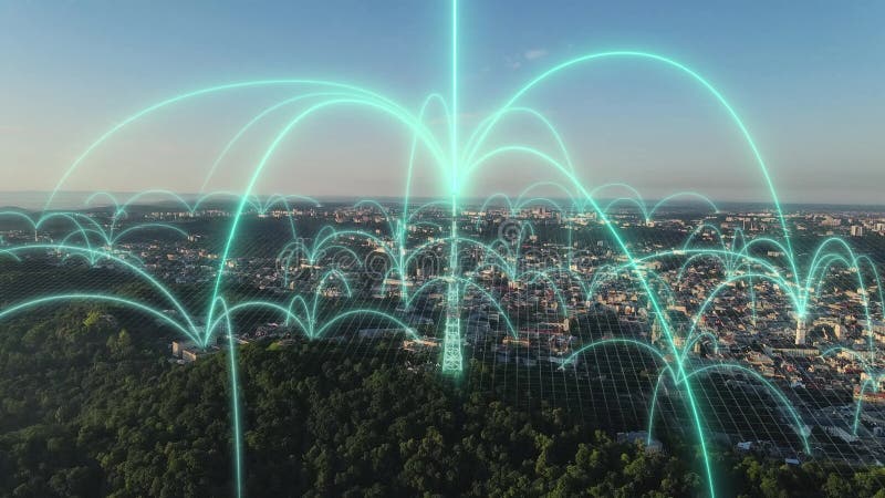 Artificial Intelligence Technology in City. Internet Connection by ...