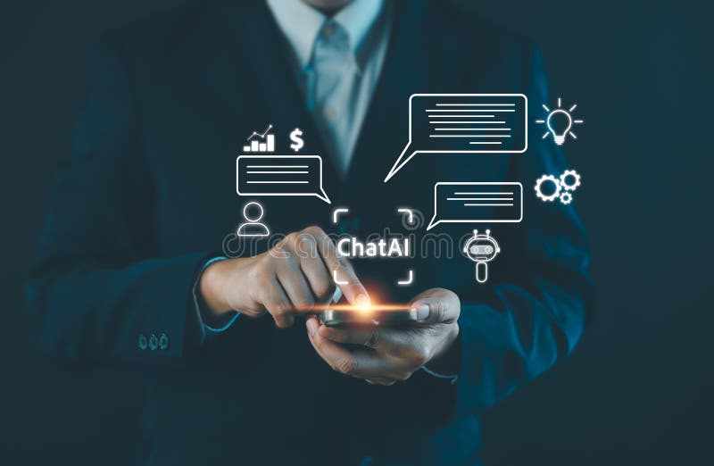 Artificial Intelligence Technology Concept, Businessman Using AI Tech ...