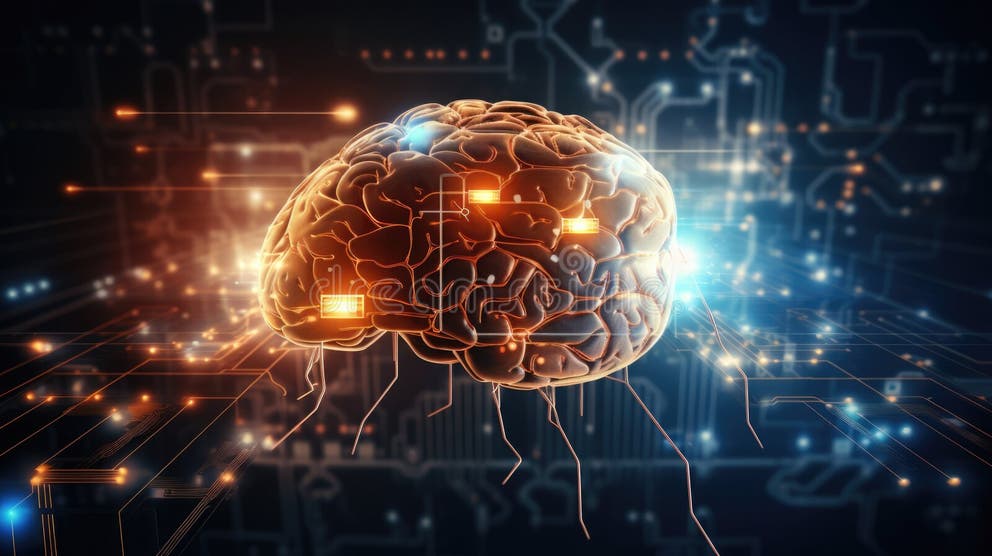 Artificial Intelligence Technology Concept with Digital Human Brain ...