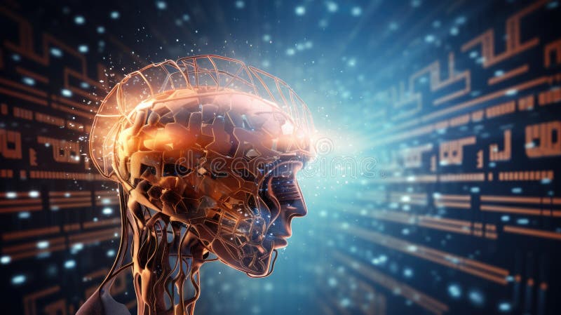 Artificial Intelligence Technology Concept with Digital Human Brain ...