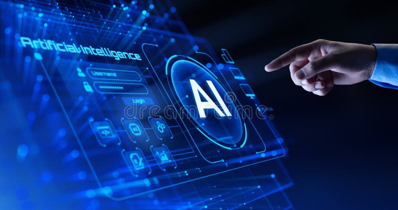Artificial Intelligence Technology Concept. Human Hand Touching Virtual AI Interface Stock Image ...