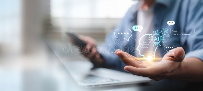Artificial Intelligence Technology. Human Uses AI Chatbot, Artificial ...