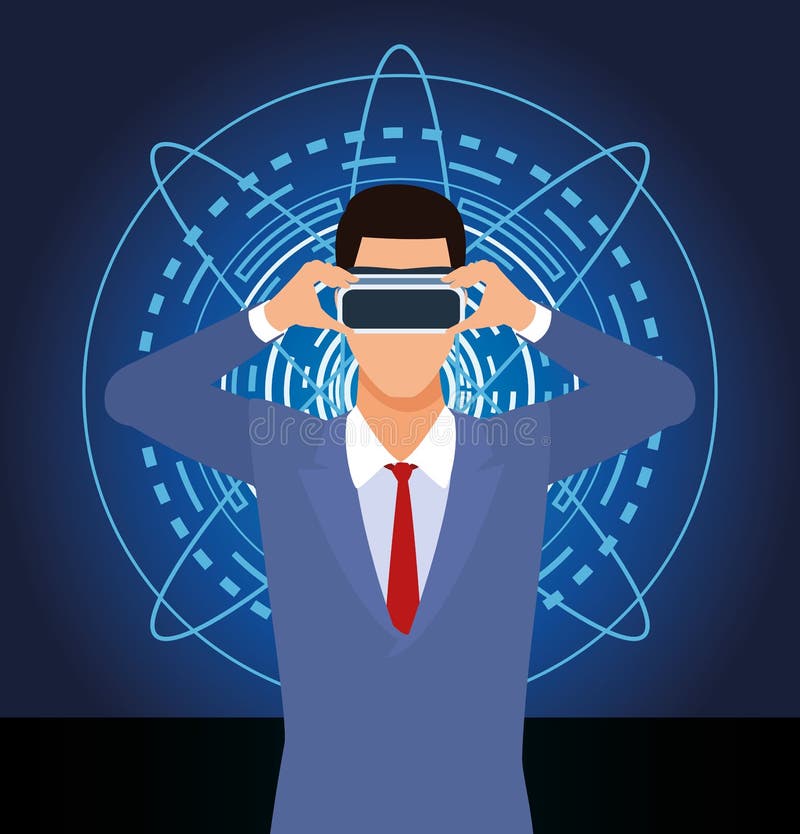 Artificial Intelligence Technology Man Using Vr Goggles Stock Vector ...