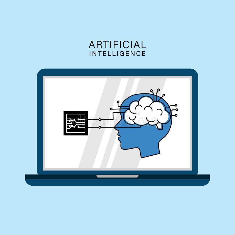 Artificial Intelligence Technology System on Laptop Stock Illustration ...