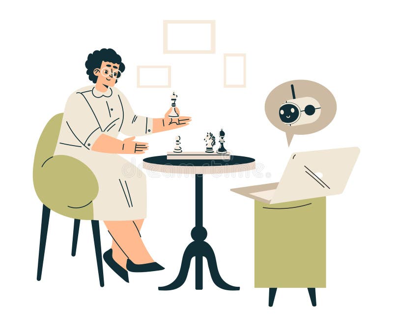 Artificial Intelligence Technology with Woman Character Play Chess with ...