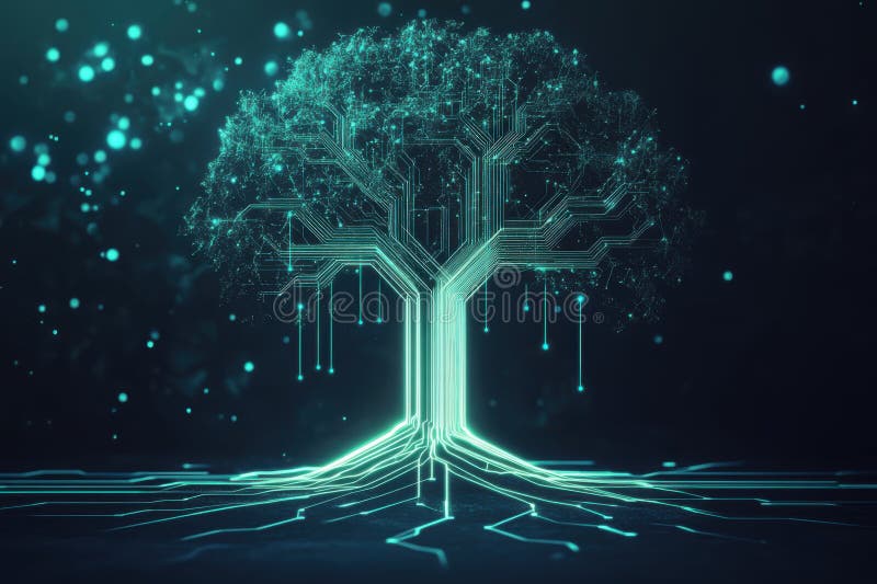 Artificial Intelligence Tree with Circuit Board Connections ...