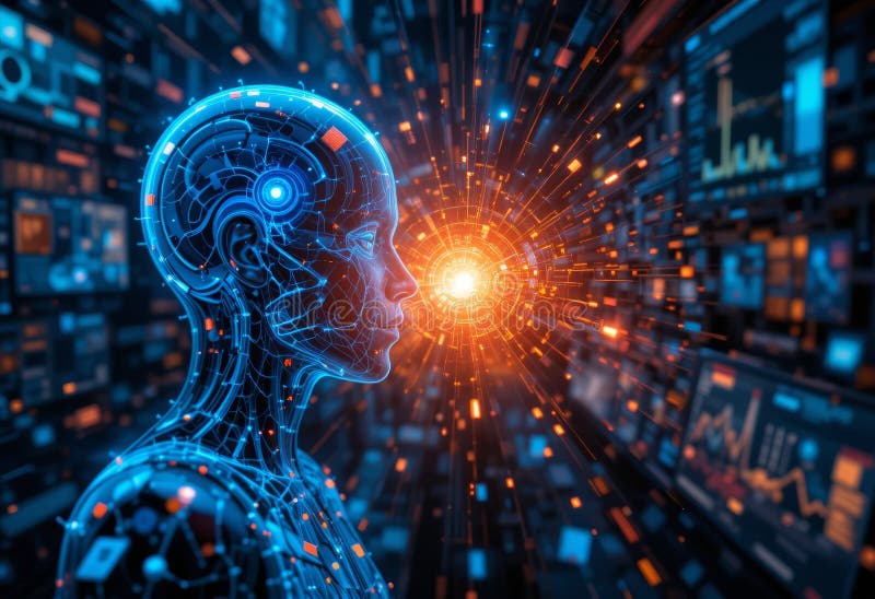 Artificial Intelligence Use for Efficiency Data Analysis and Enhanced Work. Stock Image - Image ...