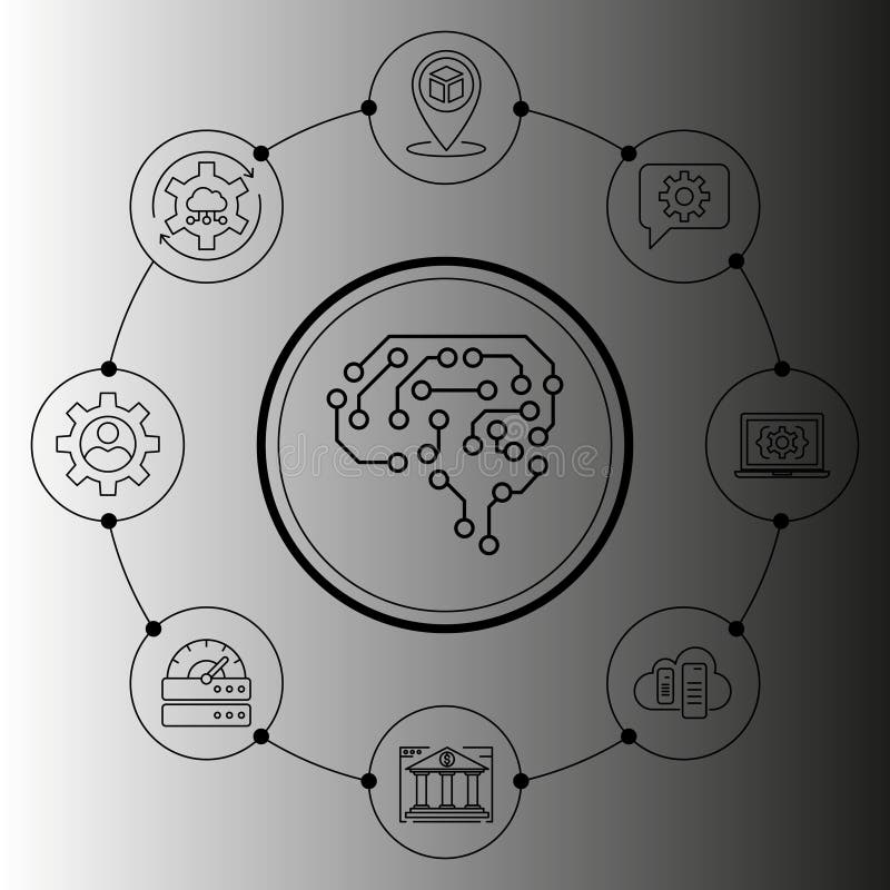 Artificial Intelligence Vector Line Icons Logo or Background . AI ...