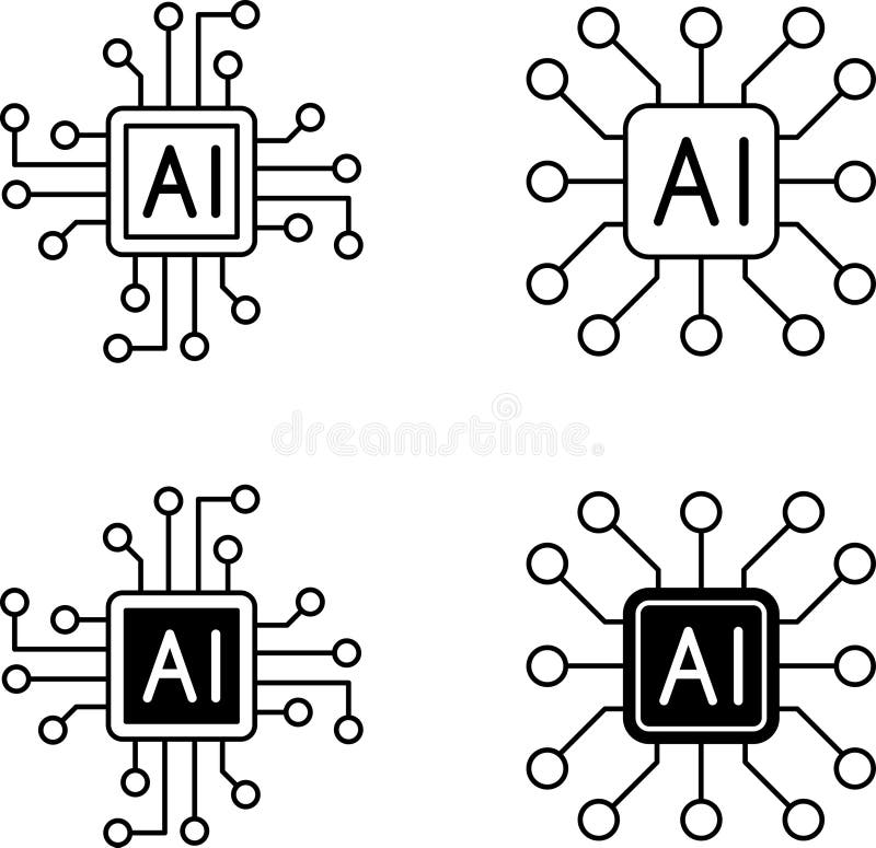 Artificial Intelligence Vector Line Icons Logo or Background . AI ...