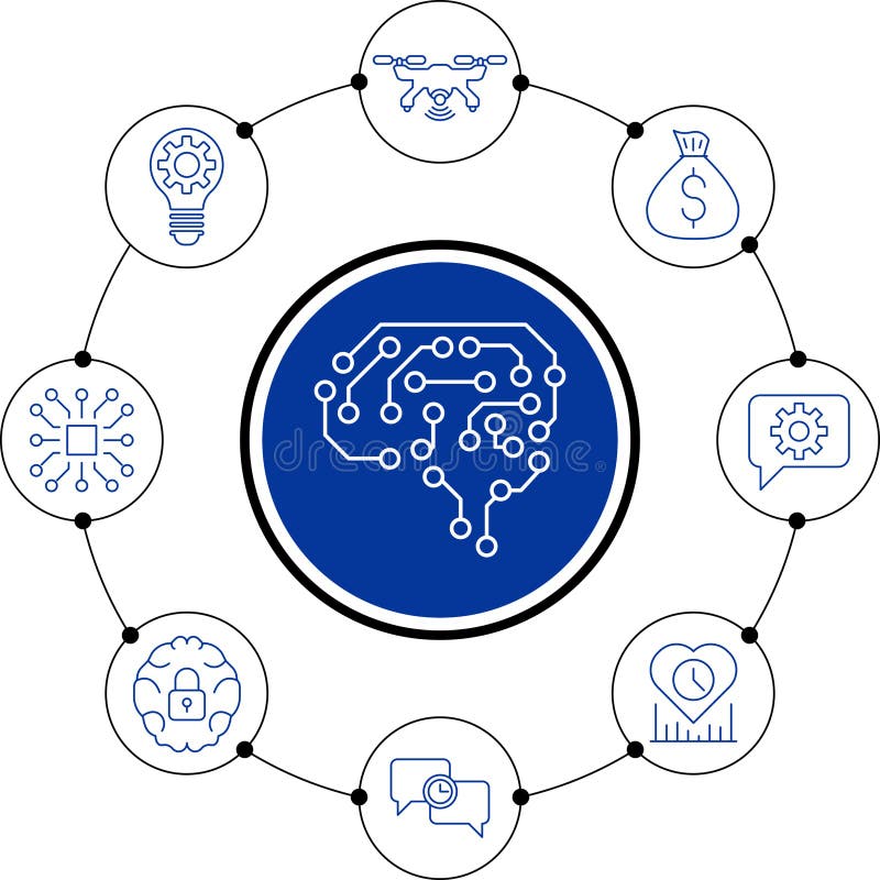 Artificial Intelligence Vector Line Icons Logo or Background . AI ...