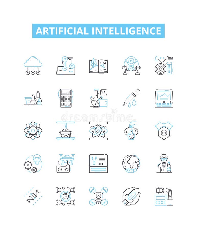 Artificial Intelligence Vector Line Icons Set. AI, MachineLearning, Robotics, Automation ...