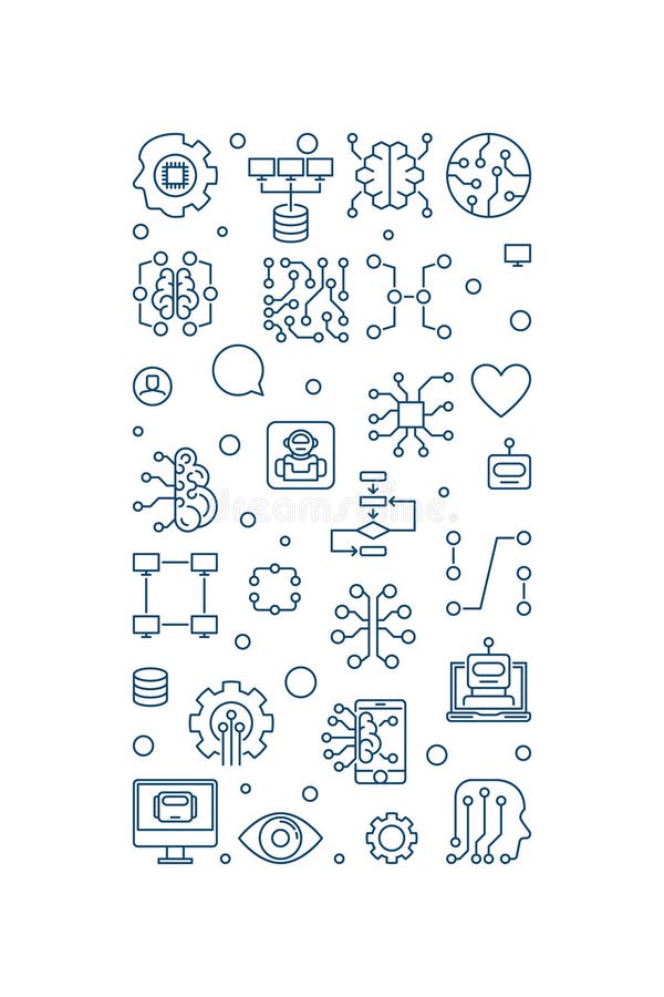 Artificial Intelligence Vertical Thin Line Banner - AI Technology ...