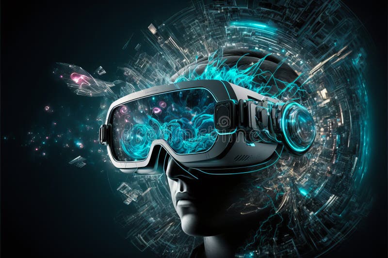Artificial Intelligence Virtual Reality Glasses. Generative Ai Stock ...