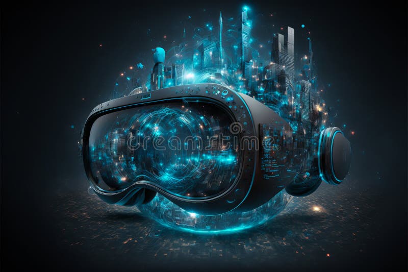 Artificial Intelligence Virtual Reality Glasses. Generative Ai Stock ...