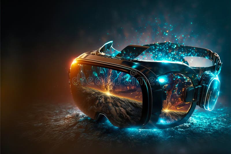 Artificial Intelligence Virtual Reality Glasses. Generative Ai Stock ...