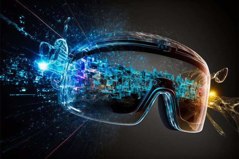 Artificial Intelligence Virtual Reality Glasses. Generative Ai Stock ...