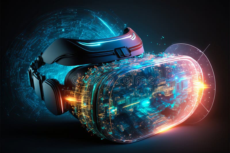 Artificial Intelligence Virtual Reality Glasses. Generative Ai Stock ...