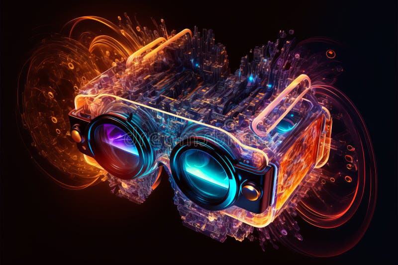 Artificial Intelligence Virtual Reality Glasses. Generative Ai Stock ...