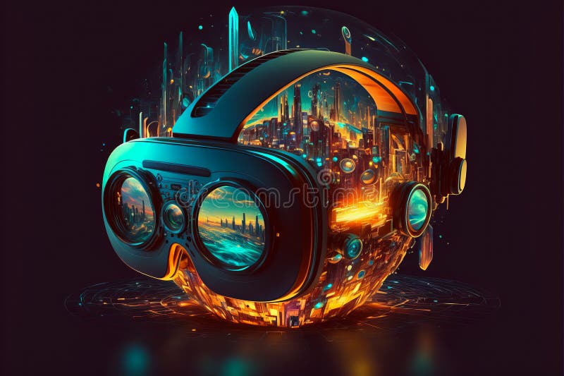Artificial Intelligence Virtual Reality Glasses. Generative Ai Stock ...