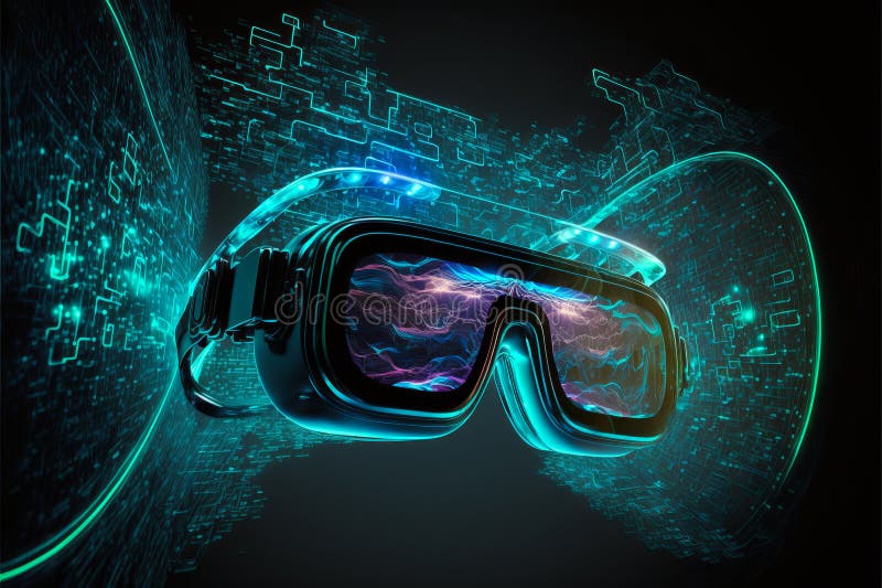 Artificial Intelligence Virtual Reality Glasses. Generative Ai Stock ...