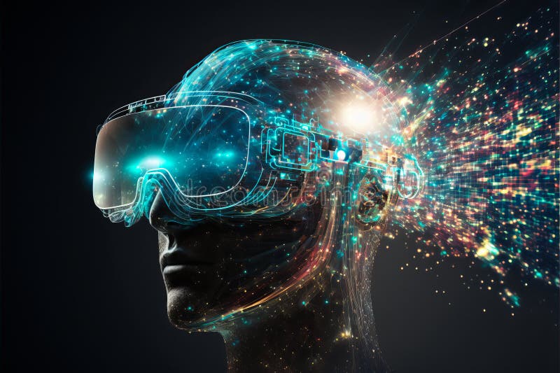 Artificial Intelligence Virtual Reality Glasses. Generative Ai Stock ...