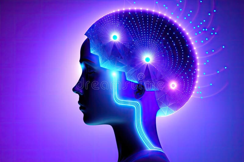 Artificial Intelligence in Virtual Reality. Robot Head Conceptual ...