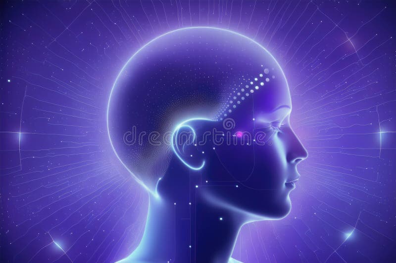 Artificial Intelligence in Virtual Reality. Robot Head Conceptual ...