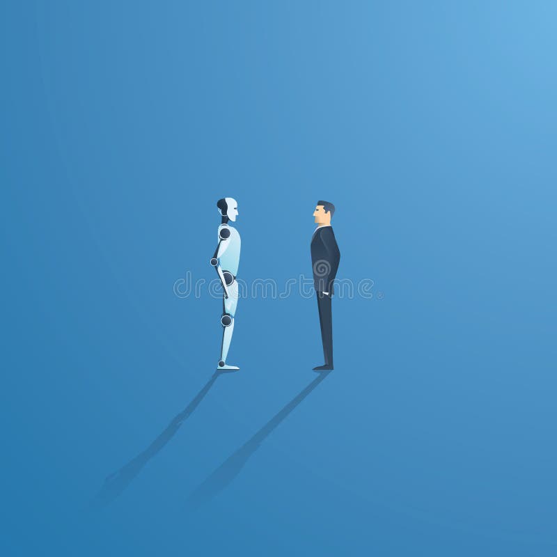 Artificial Intelligence Vs Humans Vector Concept. AI Bot and ...