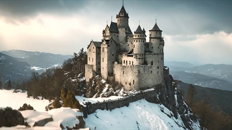 Mystical Castle in the Forest on the Mountain Stock Footage - Video of ...