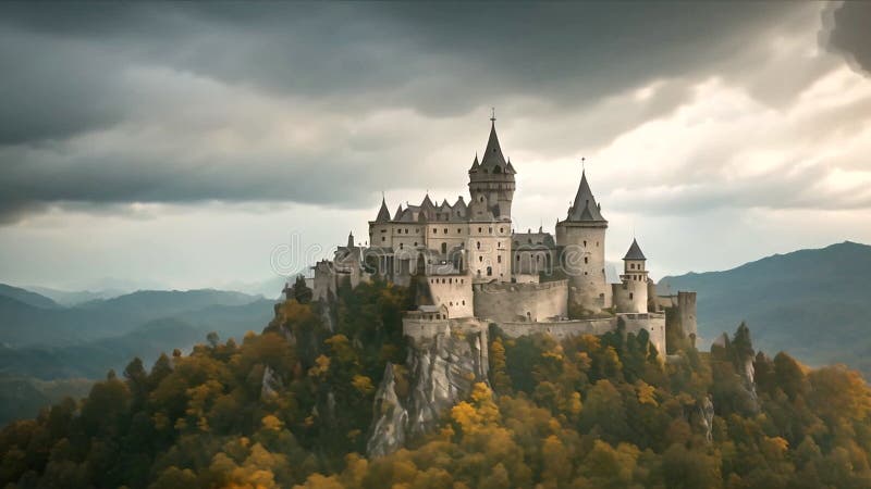 Mystical Castle in the Forest on the Mountain Stock Video - Video of ...