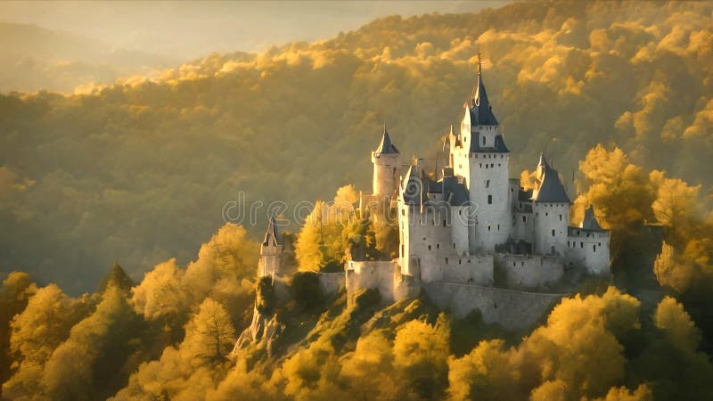 Mystical Castle in the Forest on the Mountain Stock Video - Video of ...