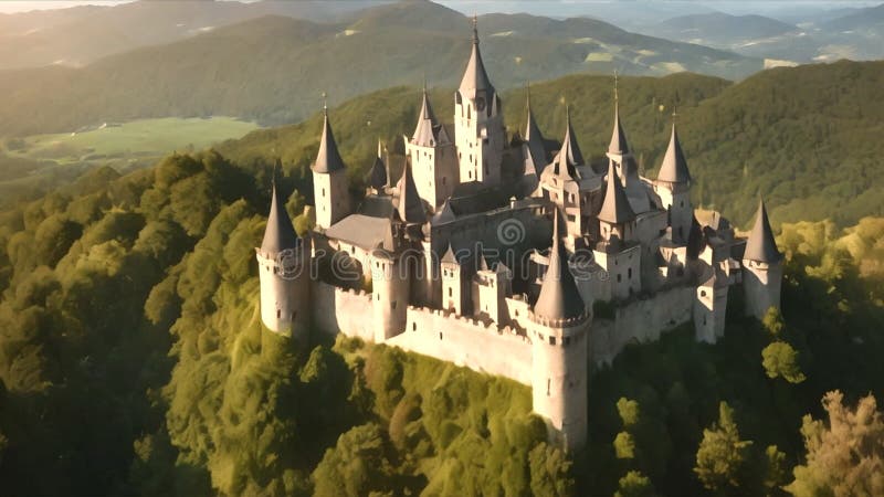 Mystical Castle in the Forest on the Mountain Stock Video - Video of ...