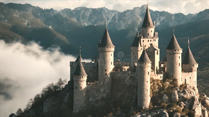 Mystical Castle in the Forest on the Mountain Stock Video - Video of ...