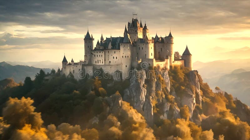 Mystical Castle in the Forest on the Mountain Stock Video - Video of ...