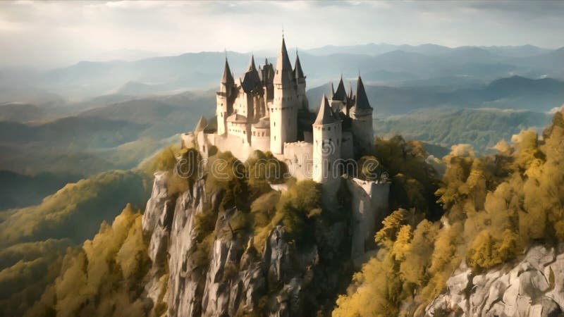 Mystical Castle in the Forest on the Mountain Stock Video - Video of ...