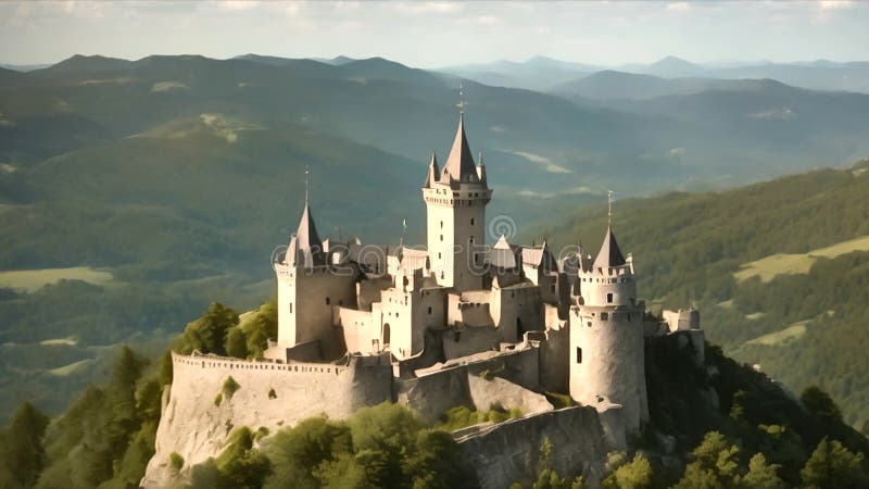 Mystical Castle in the Forest on the Mountain Stock Video - Video of ...
