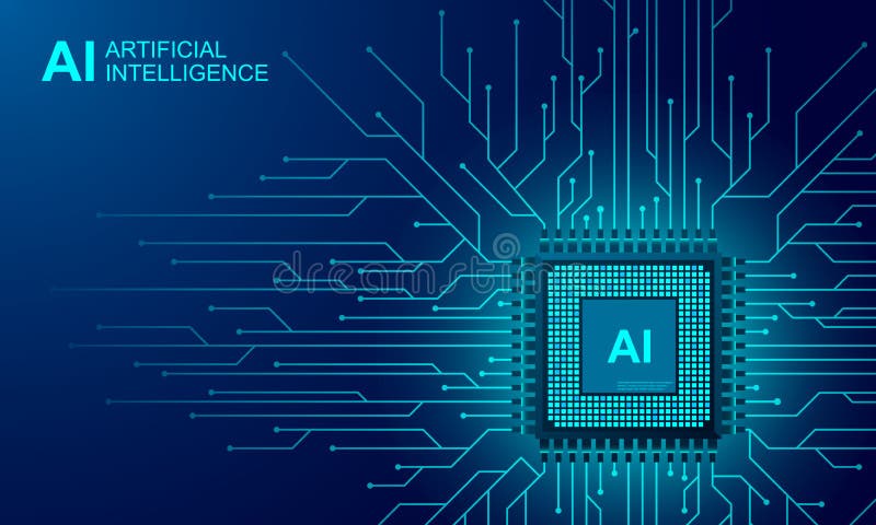 Artificial Intelligence Micro Chip Illustration. Quantum Computing. Artificial Intelligence ...
