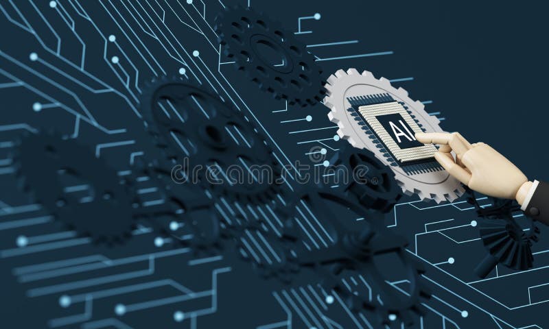 Artificial Intelligence Web Banner. of a Processor Chip and Tablet. the ...