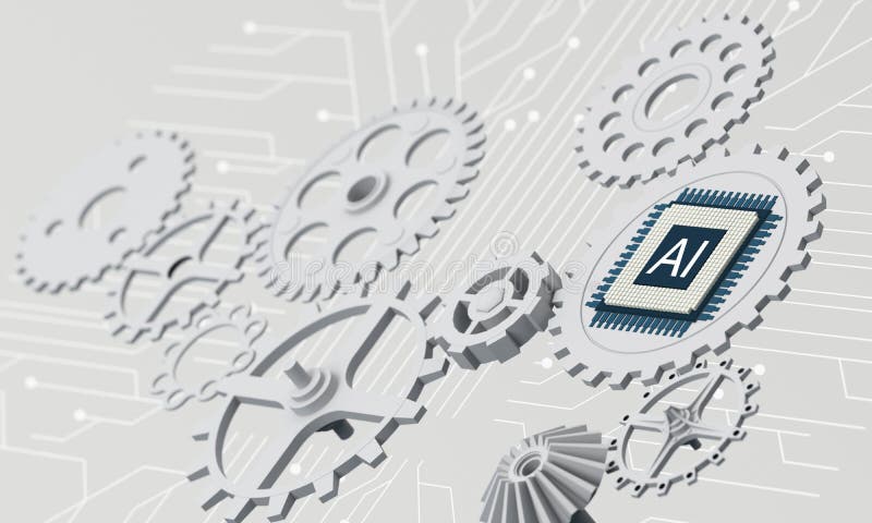 Artificial Intelligence Web Banner. of a Processor Chip and Tablet. the ...