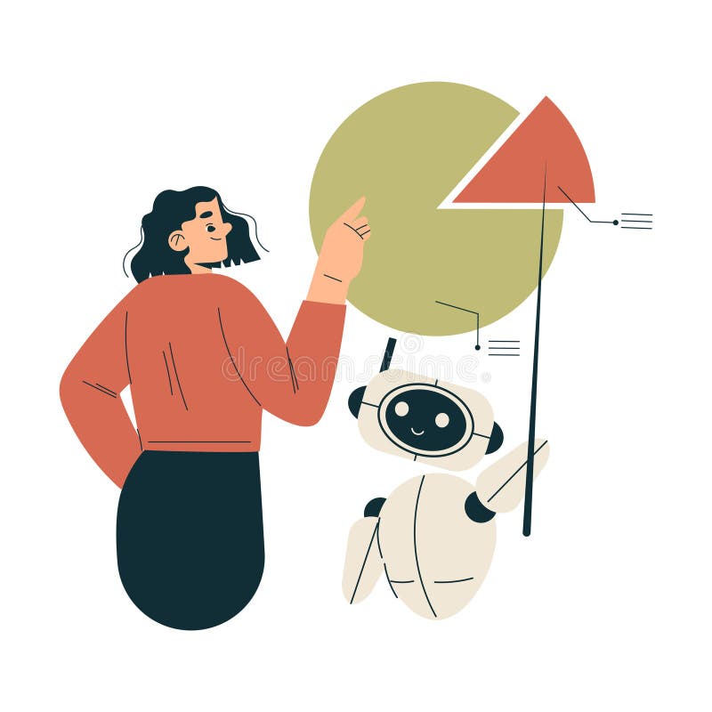 Artificial Intelligence with Woman Character with Chatbot Analyze Pie ...