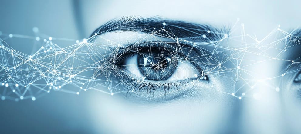 Artificial Intelligence Womans Eye, Network Connections, Futuristic ...