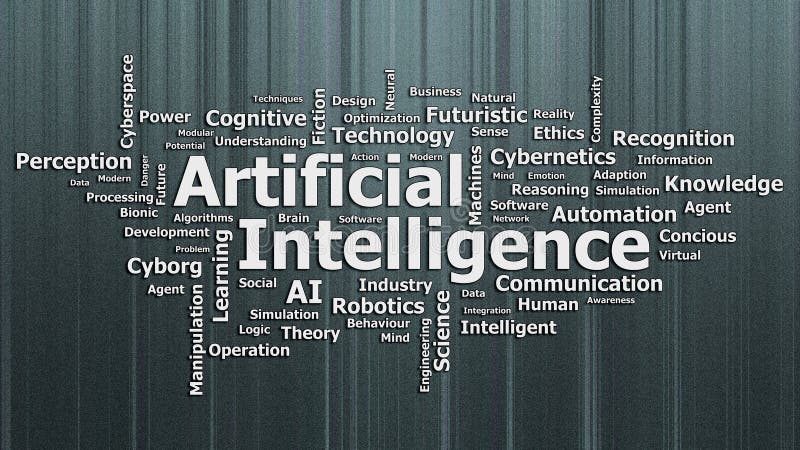 Artificial Intelligence Wordcloud with Textured Background Stock ...