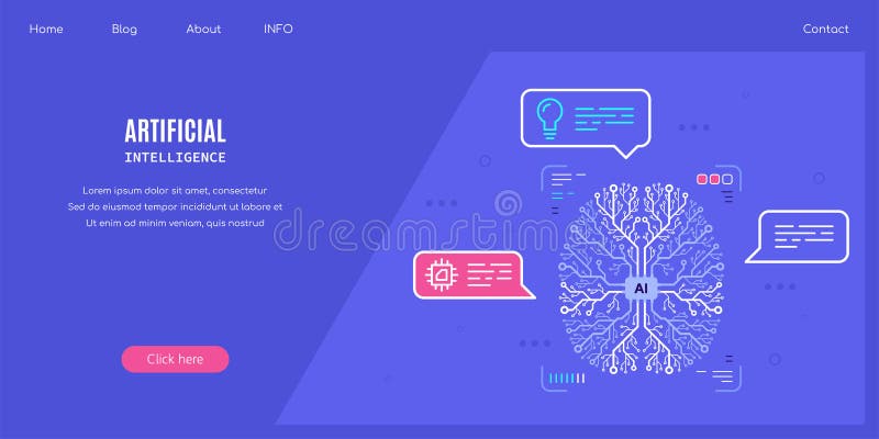 Artificial Intelligent Concept Banner, Flat Style Design Stock Vector ...