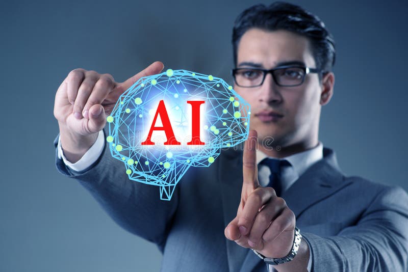 Artificial Intelligent Concept with Businessman Stock Photo - Image of ...
