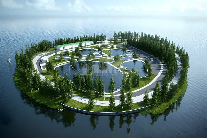 AI-Generated Island Resort stock illustration. Illustration of oasis ...