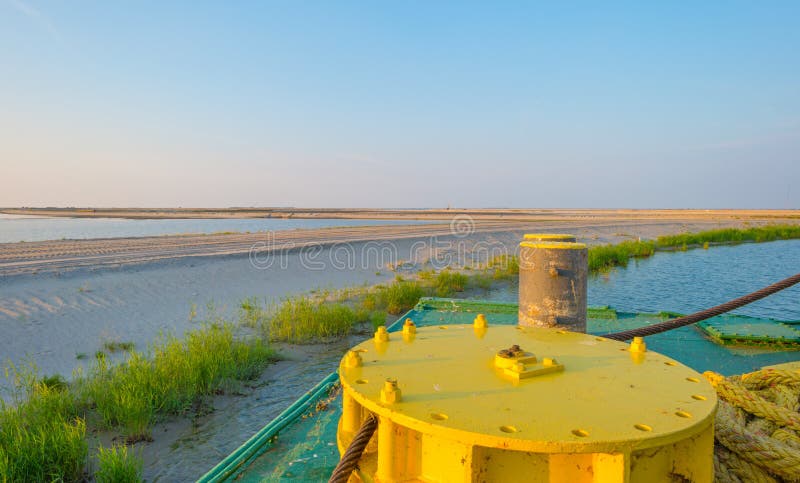 Artificial Island Under Construction in a Lake at Sunset Stock Photo ...
