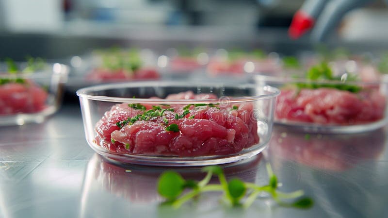 Artificial Lab Grown Meat in Petri Dish Biotechnology Stock Image ...